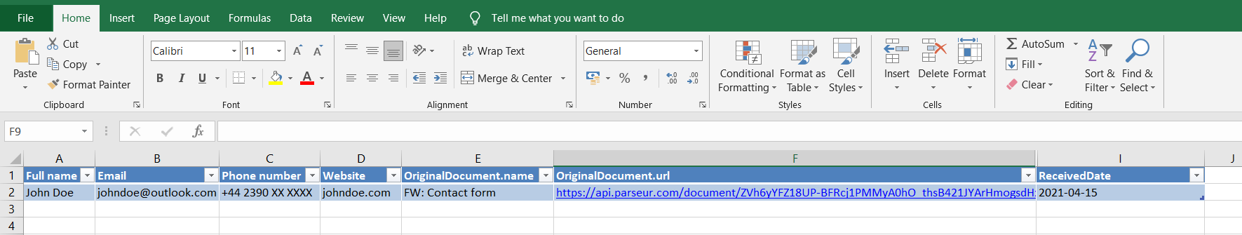 Export Emails to Excel | Parseur®