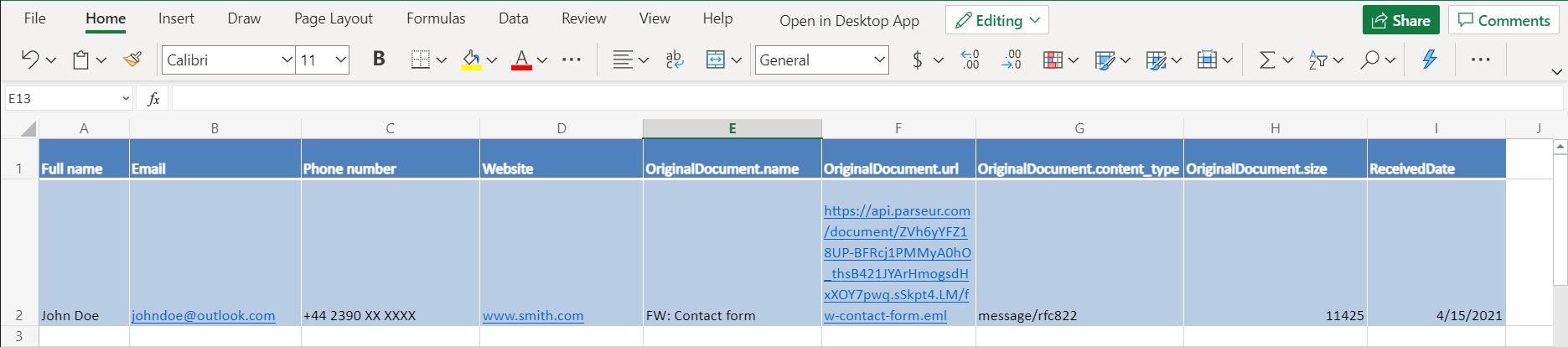 メールをExcelにエクスポートする | Parseur®