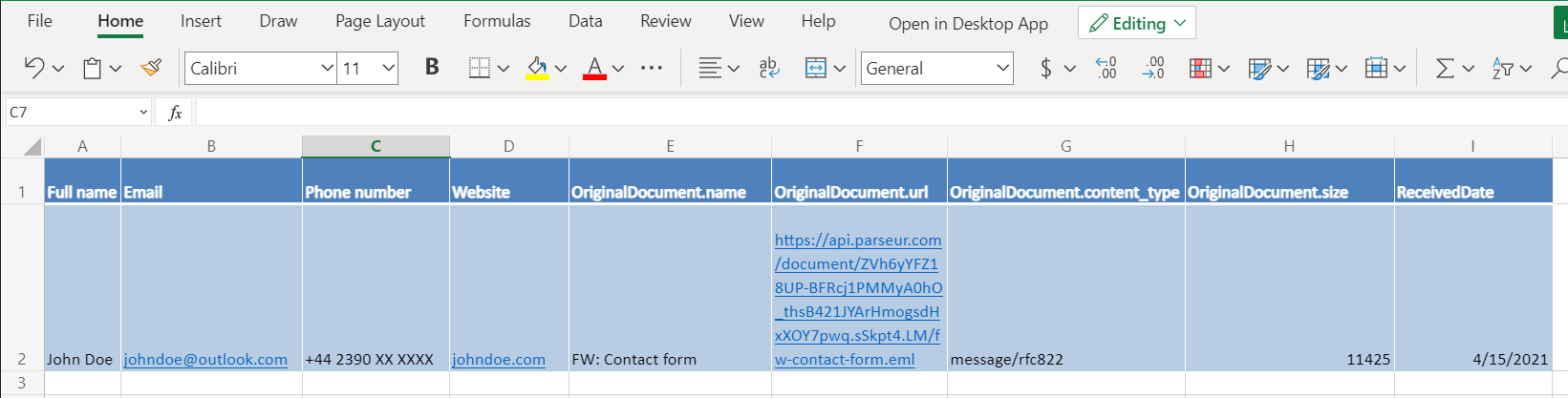 Export Emails to Excel | Parseur®