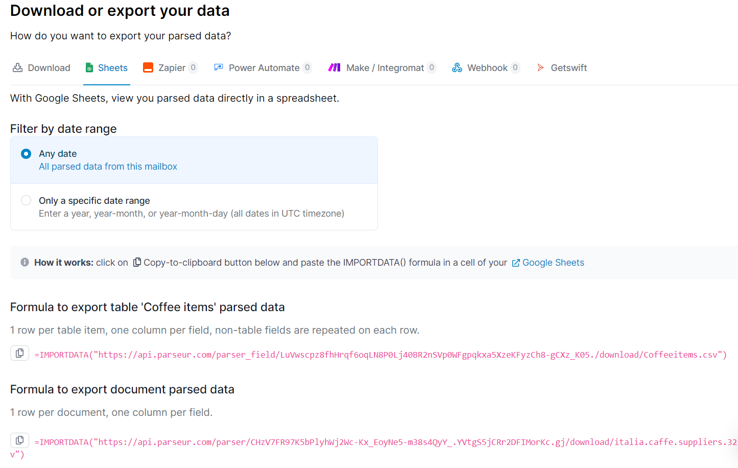Convertir PDF a Hojas de Cálculo de Google automáticamente | Parseur®