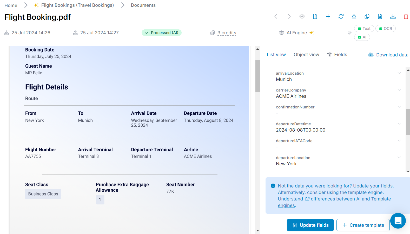 Extract data from flight bookings | Parseur®
