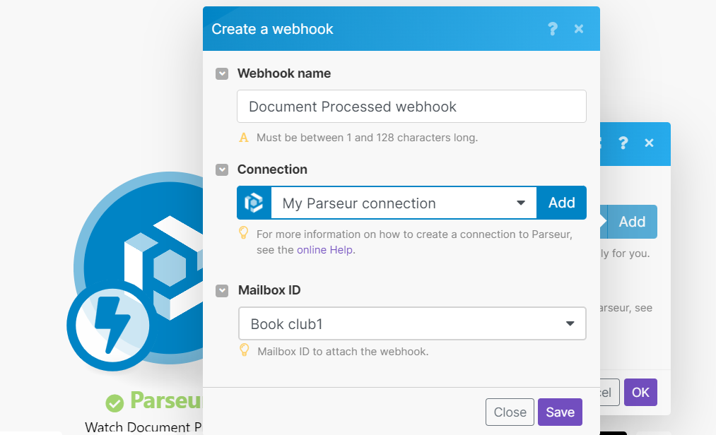 Send Data Extracted from Emails and PDFs to Make | Parseur®