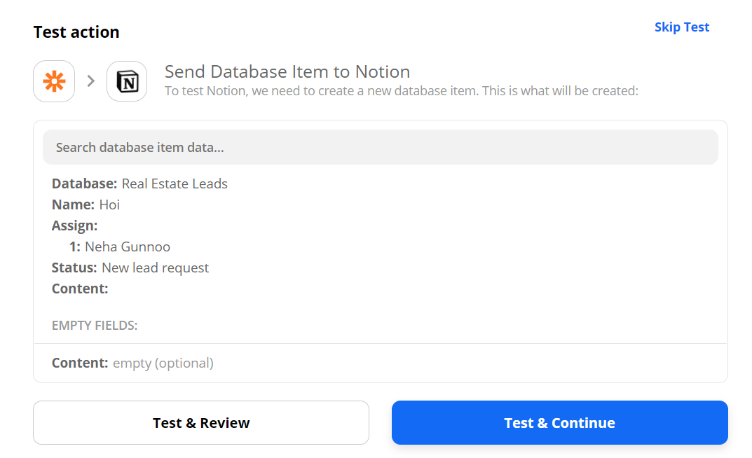 Create a database item in Notion from emails | Parseur®