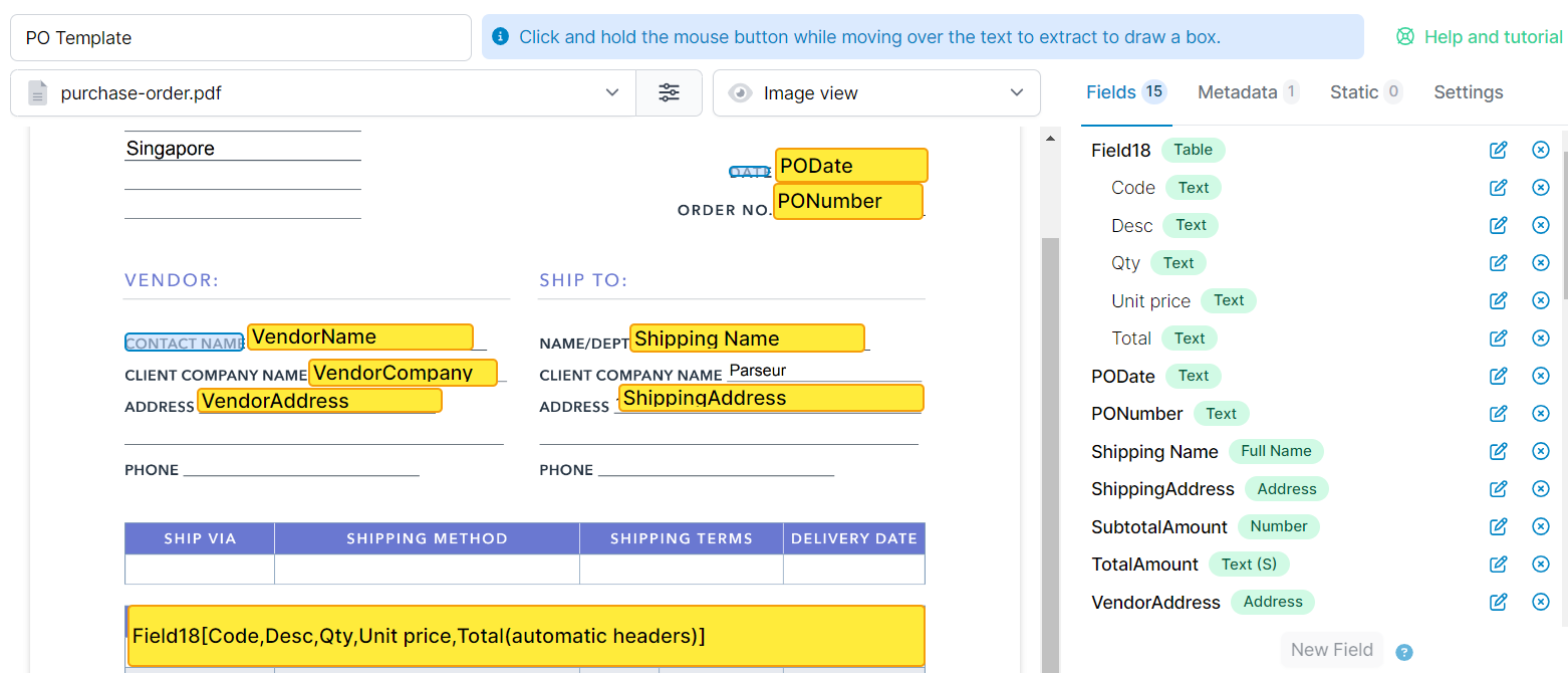 Extract data from purchase orders? | Parseur®