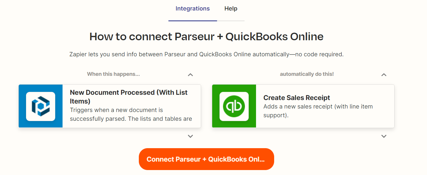 Create sales receipts in QuickBooks from PDF invoices | Parseur®