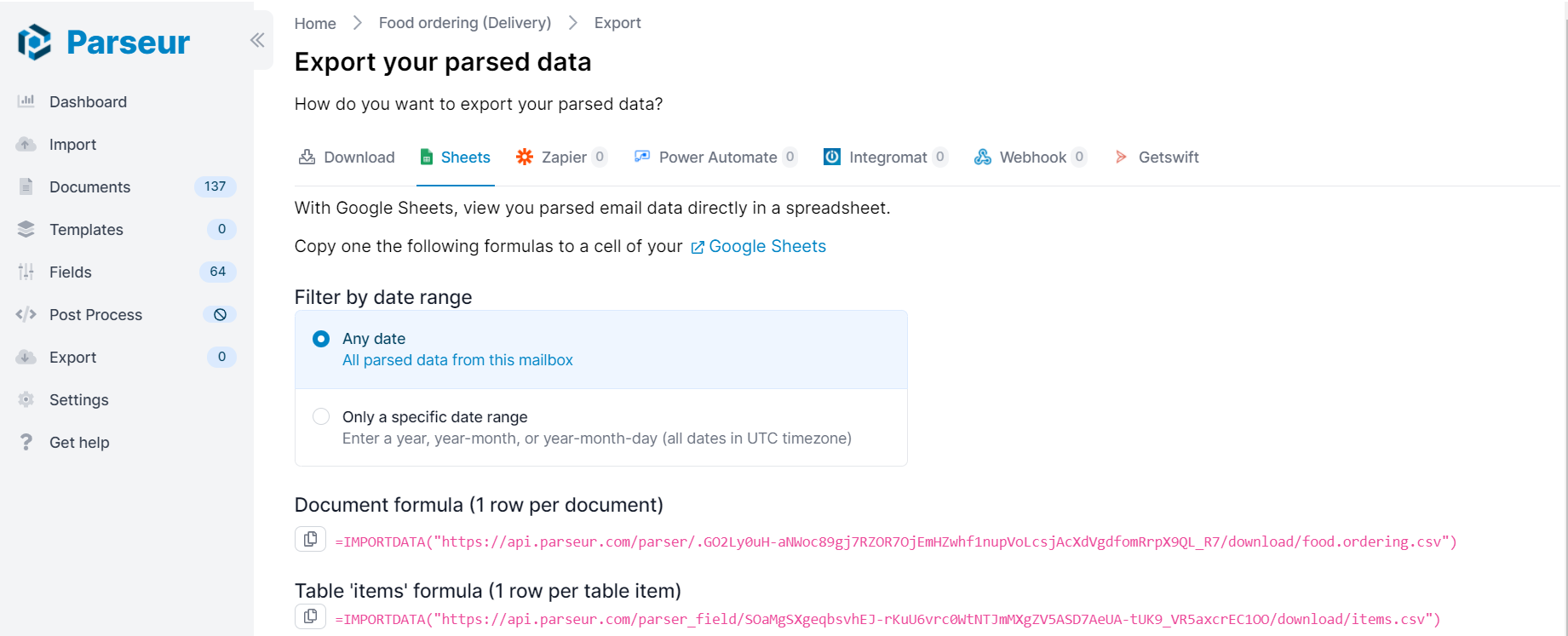 Send extracted data from documents to Tableau | Parseur®