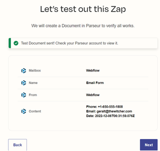 Create a document from a form submission in Webflow | Parseur®