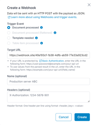 Use Webhooks to send data from documents to your application | Parseur®